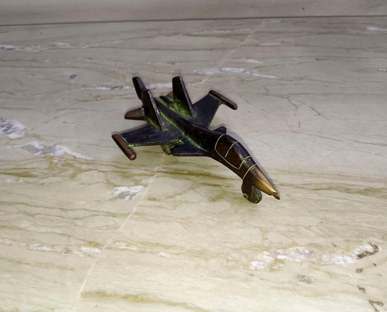Brass Fighter Jet Statue | Military Plane Shaped Table Showpiece Statue ...
