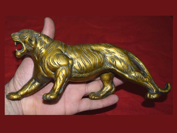 Big Cat Statue Brass Tiger Statue Table Decor Jaguar | Etsy