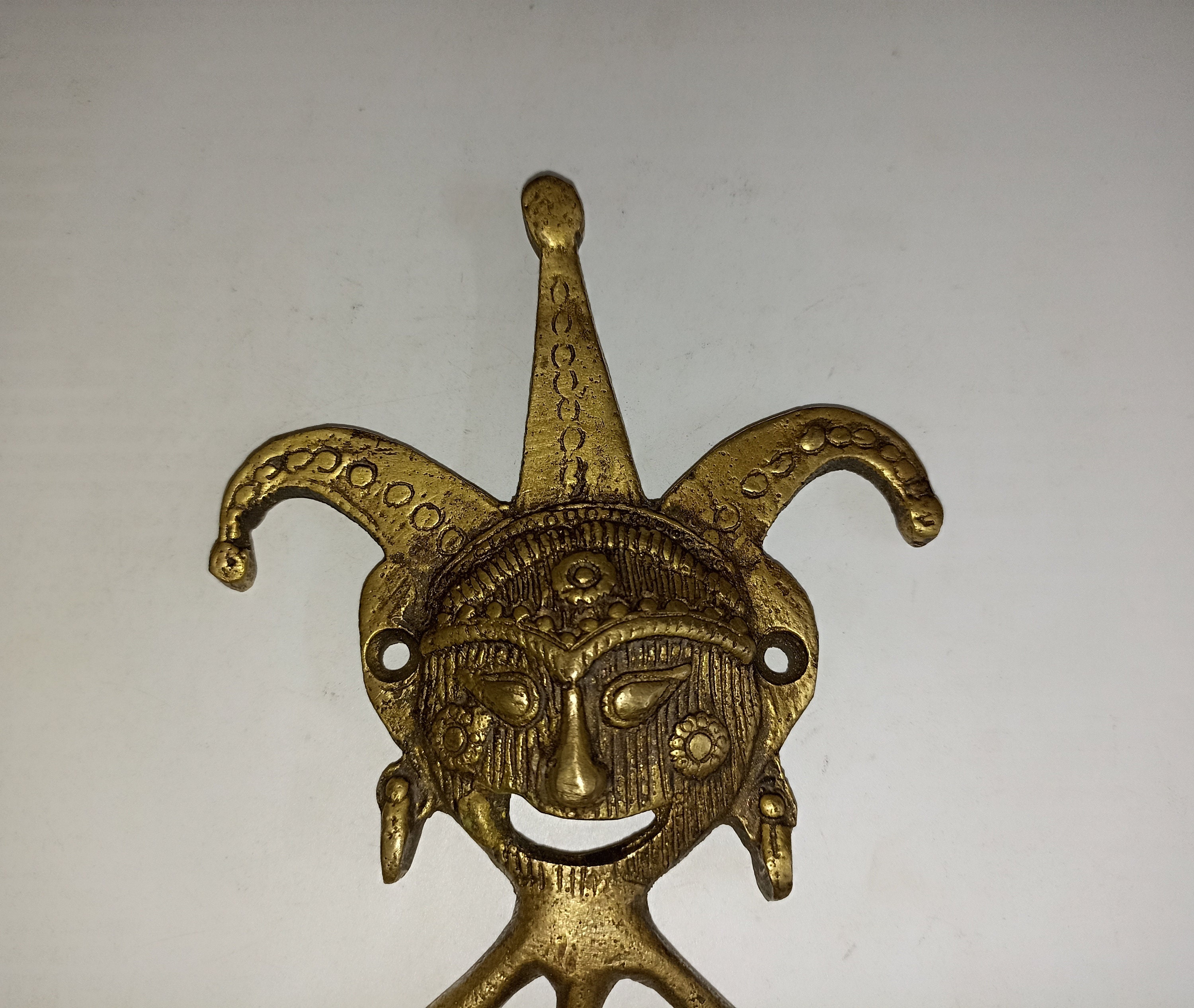 Bastar Happy Man Design Wall Hanging Hook | Brass Joker Face Wall ...