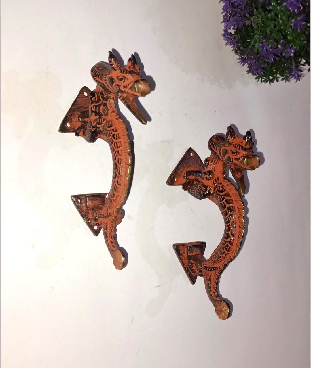 Brass Fire Dragon Cabinet Drawer Knobs | Brass Feng Shui Dragon Shape ...