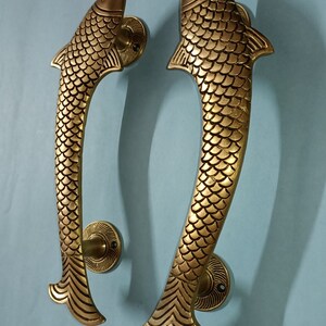 Marine Fish Theme Door Pull Set | Brass Tuna Fish Door Handle for ...