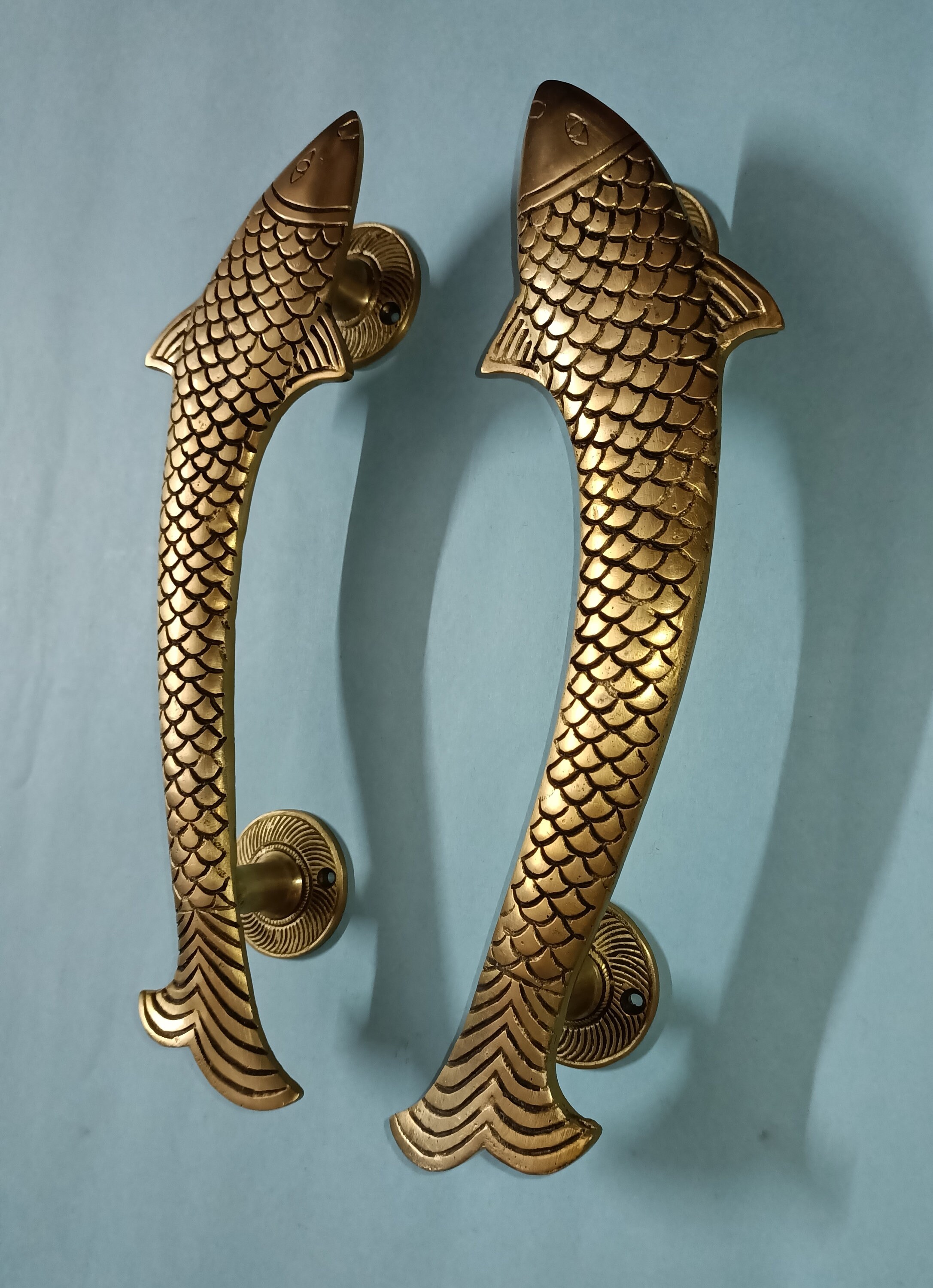 Marine Fish Theme Door Pull Set | Brass Tuna Fish Door Handle for ...
