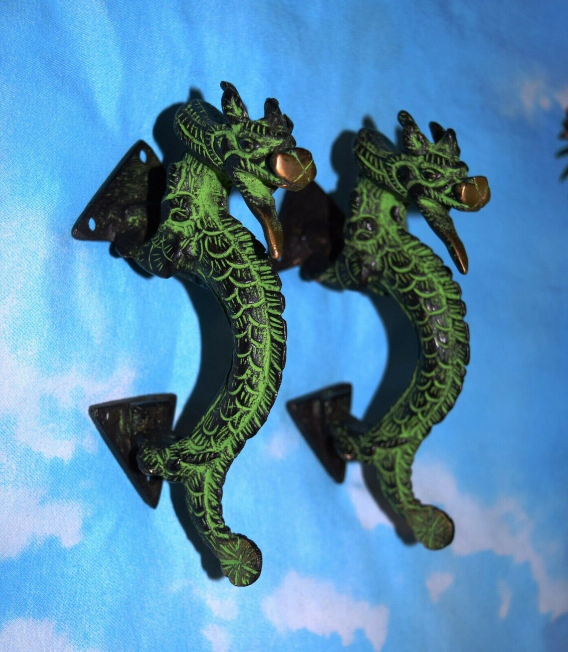 Black Dragon Door Handle Brass Chinese Dragon Pull Brass - Etsy