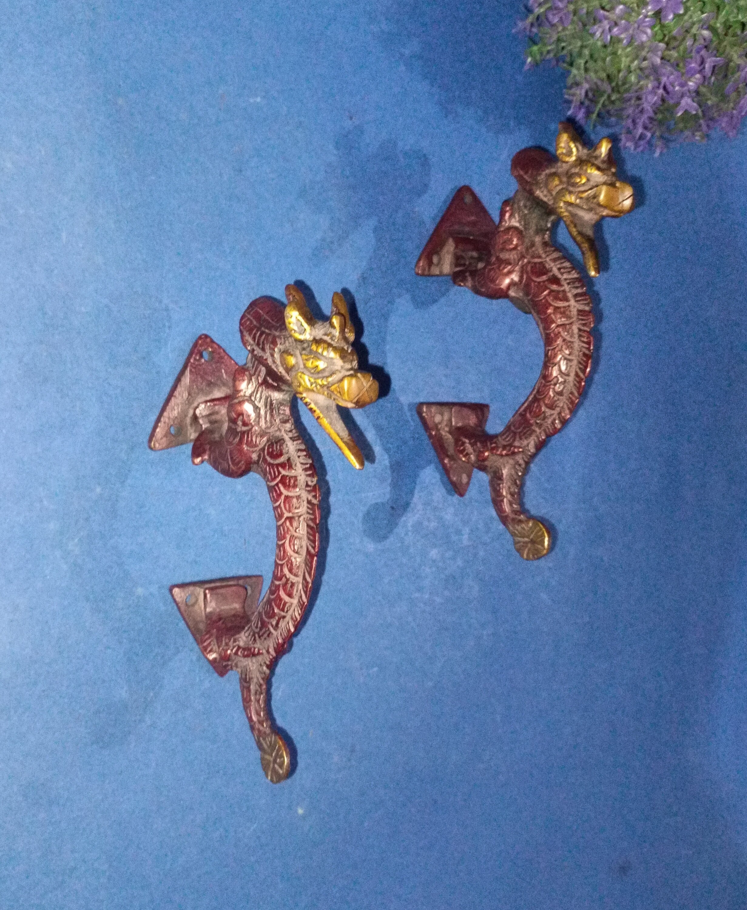Mythical Dragon Creature Door Puller Brass Chinese Dragon Cupboard ...