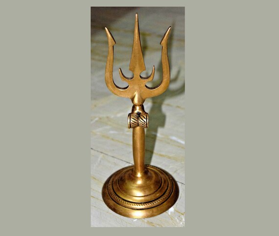9.5 Inches Shiva Trishul Brass Mahadev Trident Temple - Etsy