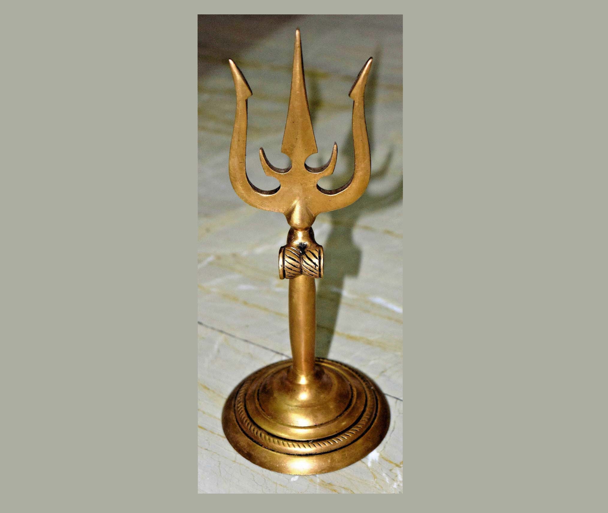 9.5 Inches Shiva Trishul Brass Mahadev Trident Temple Decoration - Etsy
