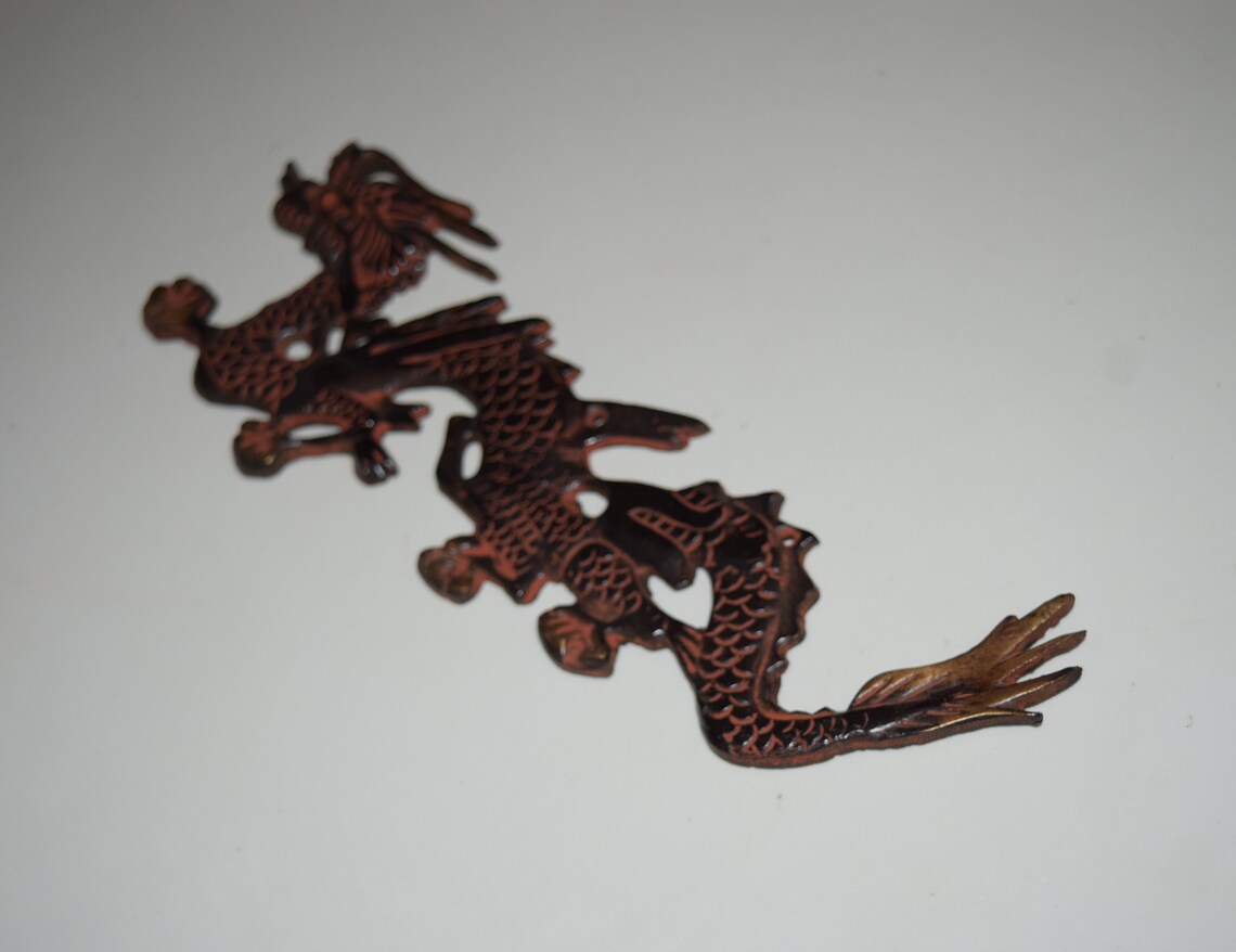 Chinese Dragon Sculpture Wall Decor Brass | Mythological Creature Asian ...