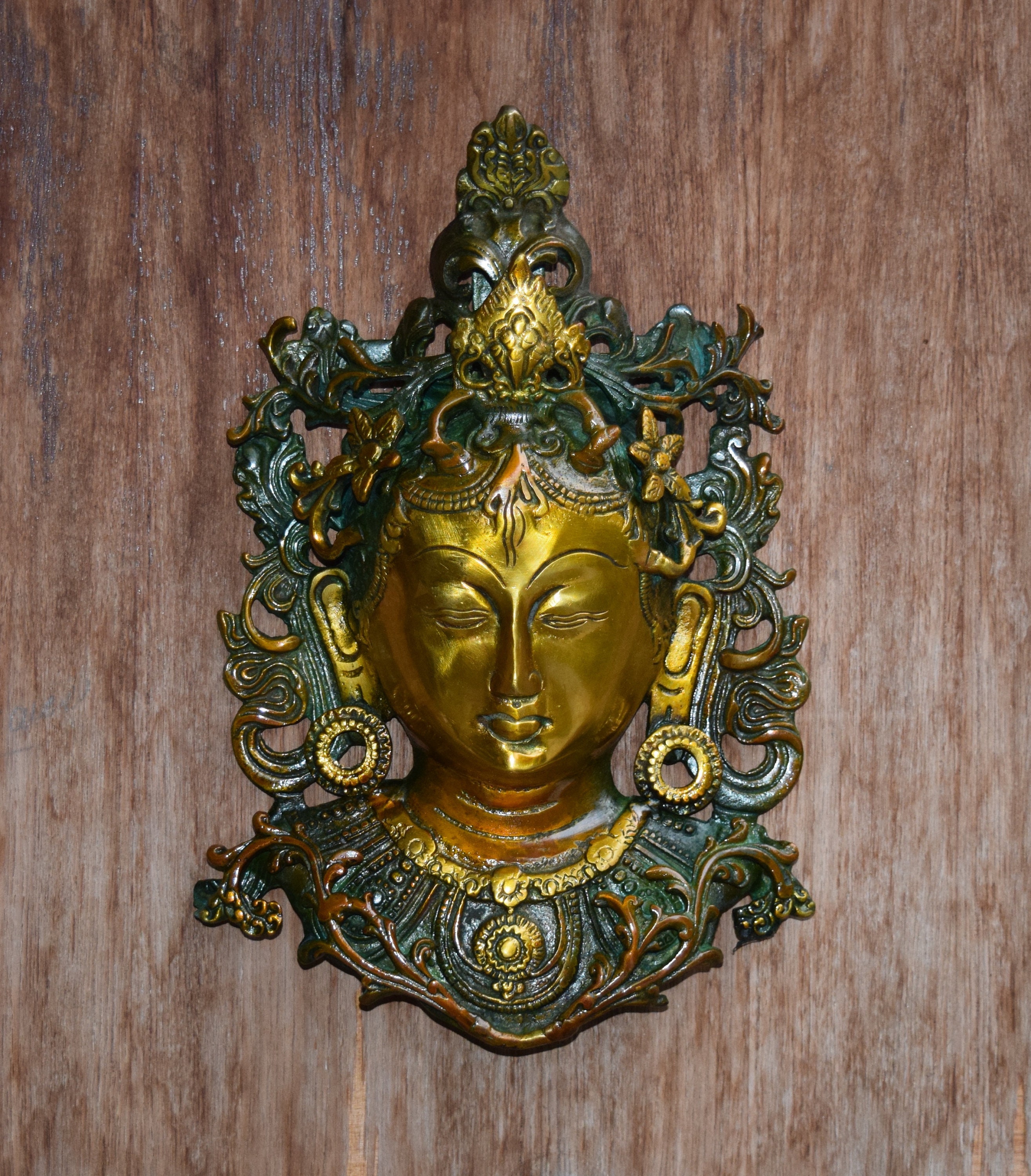 11'' Inches Tara Devi Wall Hanging Buddhist Deity | Brass Gauri Face ...