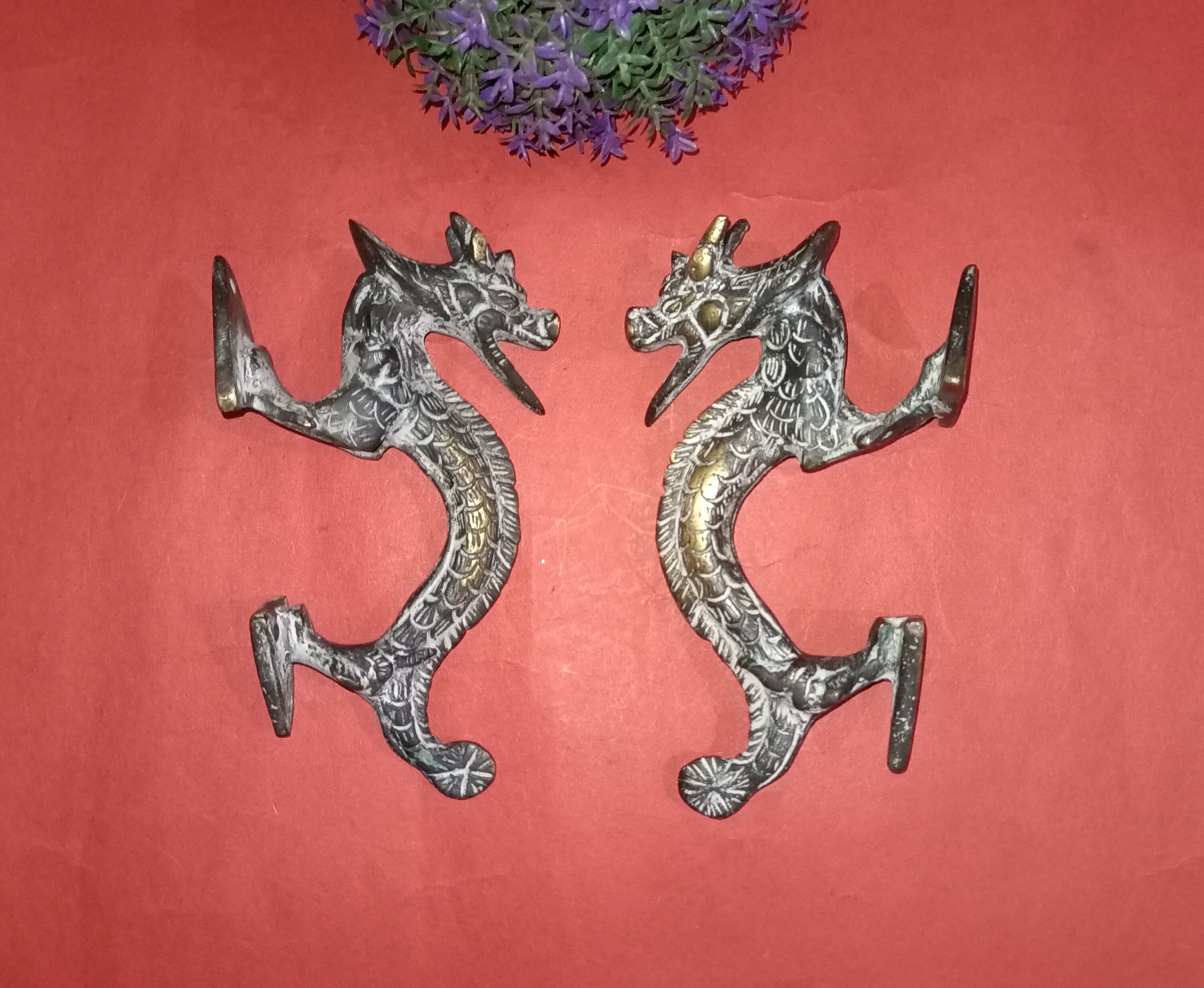 Fire Dragon Figure of Brass Dressing Cupboard Pull Mythical Creature ...