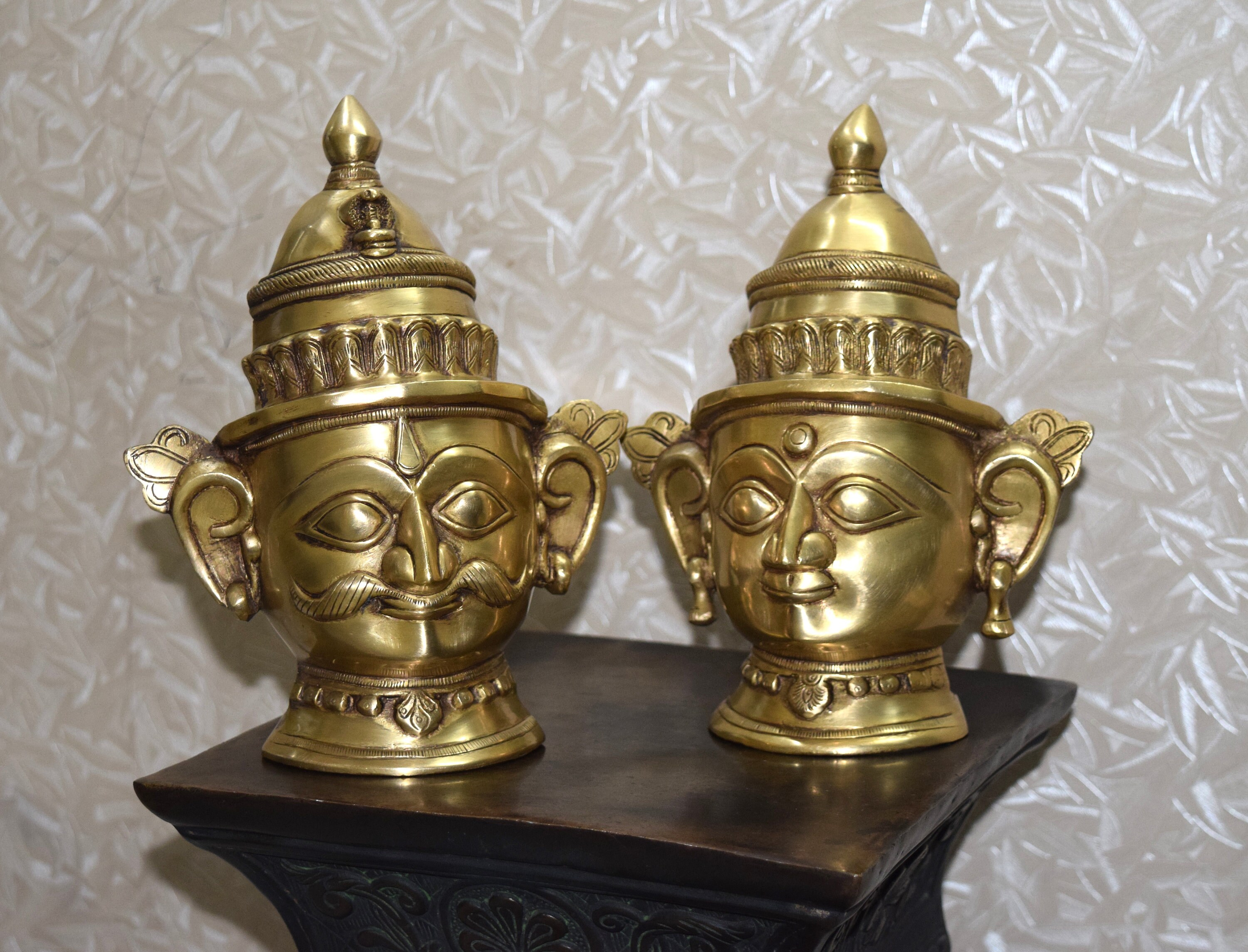 Parvati and Shiva Mask Home Design | Brass Mukhlingam Showpiece Statues ...