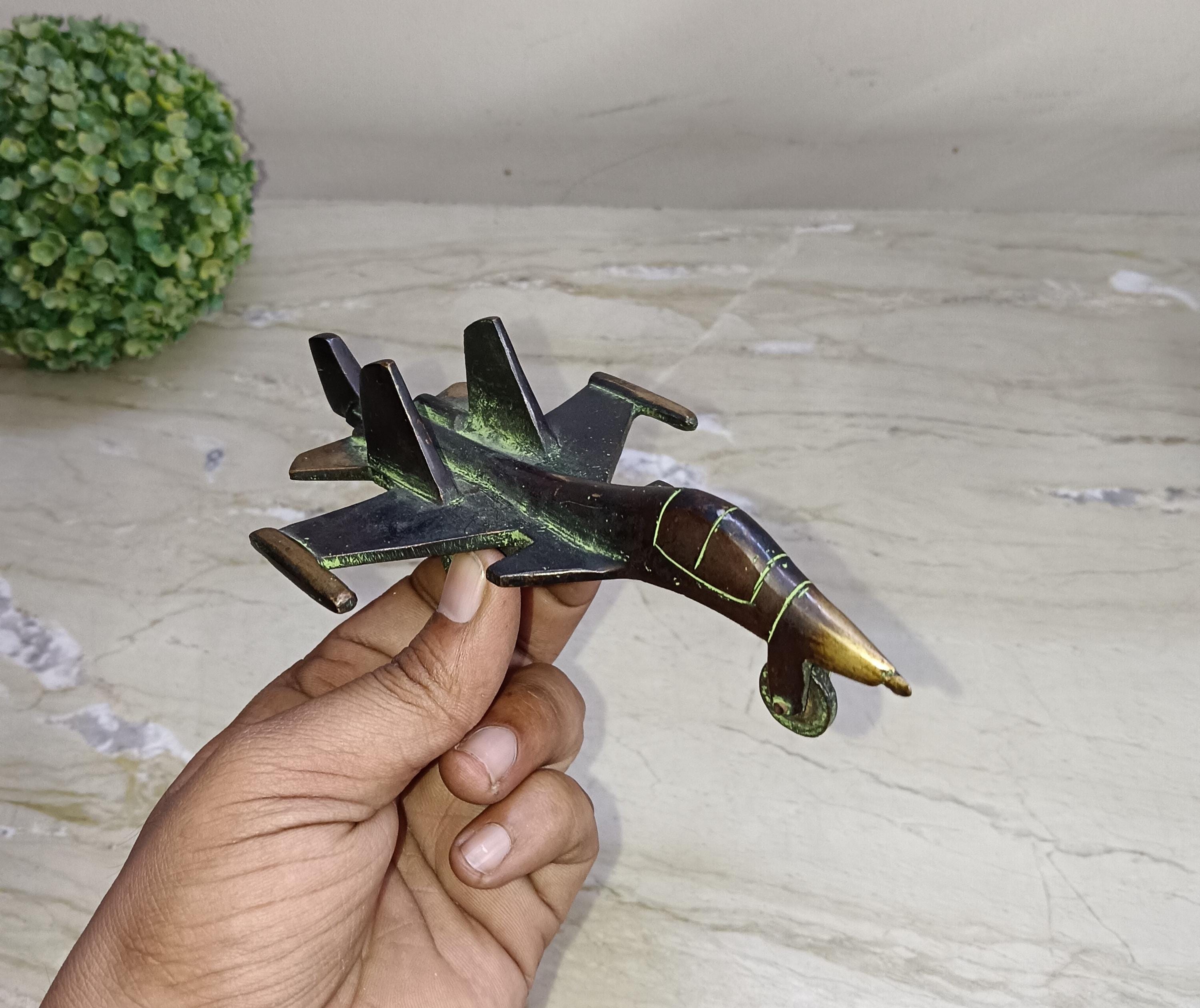 Brass Fighter Jet Statue | Military Plane Shaped Table Showpiece Statue ...