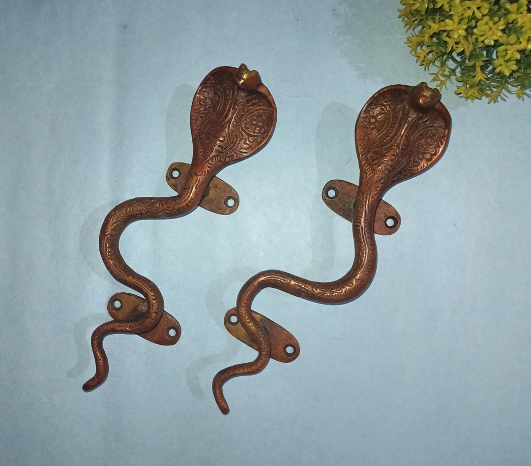 Rattle Snake Shape Door Pull Set | Brass Snake Entry Door Handle Pair ...
