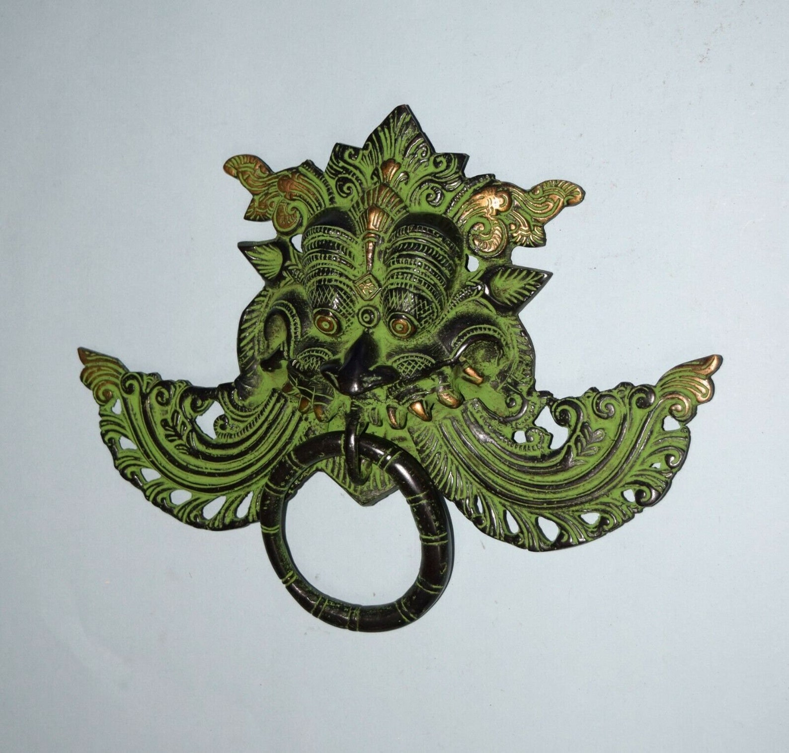 Tibetan Yali Mouth Knocker | Brass Outdoor Bell | Door Accessories - Etsy