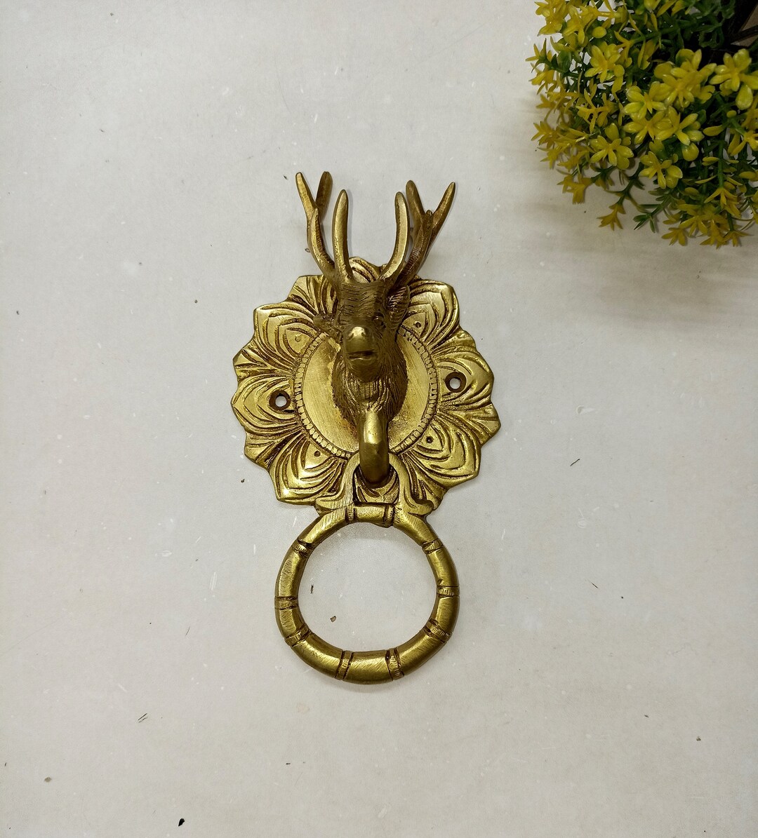 Deer Lamb Head Design Door Bell | Brass Barasingha Face Shape Main Door ...
