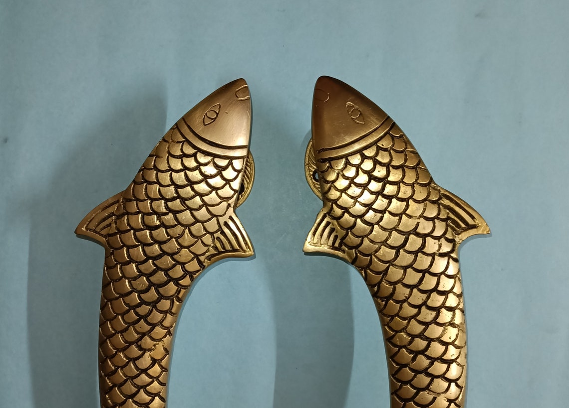Marine Fish Theme Door Pull Set | Brass Tuna Fish Door Handle for ...