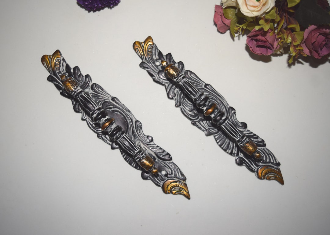 Attractive Brass Flower Door Handles Pair 10'' Inch | Flourish Door ...