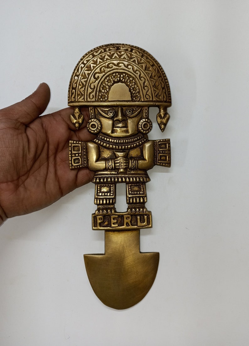 Good Luck Tumi Peru God Wall Mount Decor | Brass Totem Deity Inspired ...