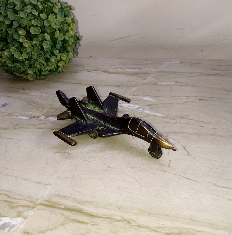 Brass Fighter Jet Statue | Military Plane Shaped Table Showpiece Statue ...