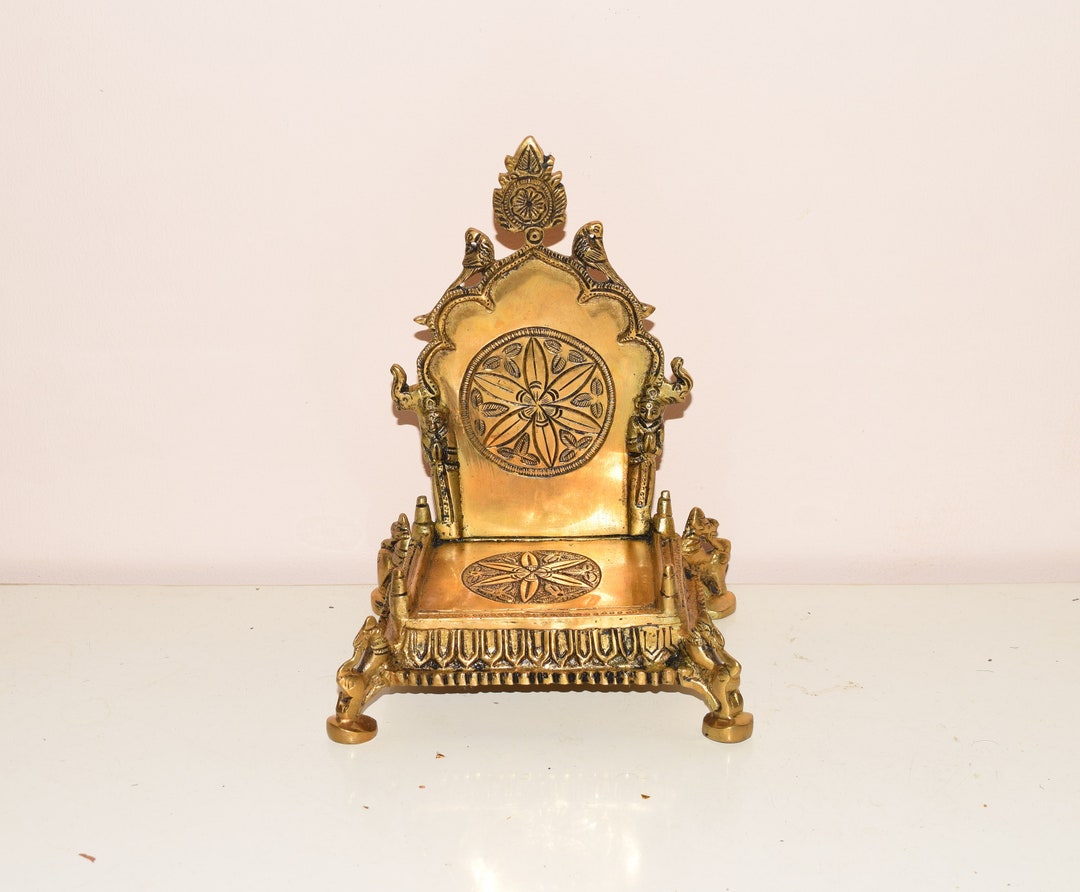 8'' Inches Brass Throne | Decorative Singhasan With Flower Design | God ...