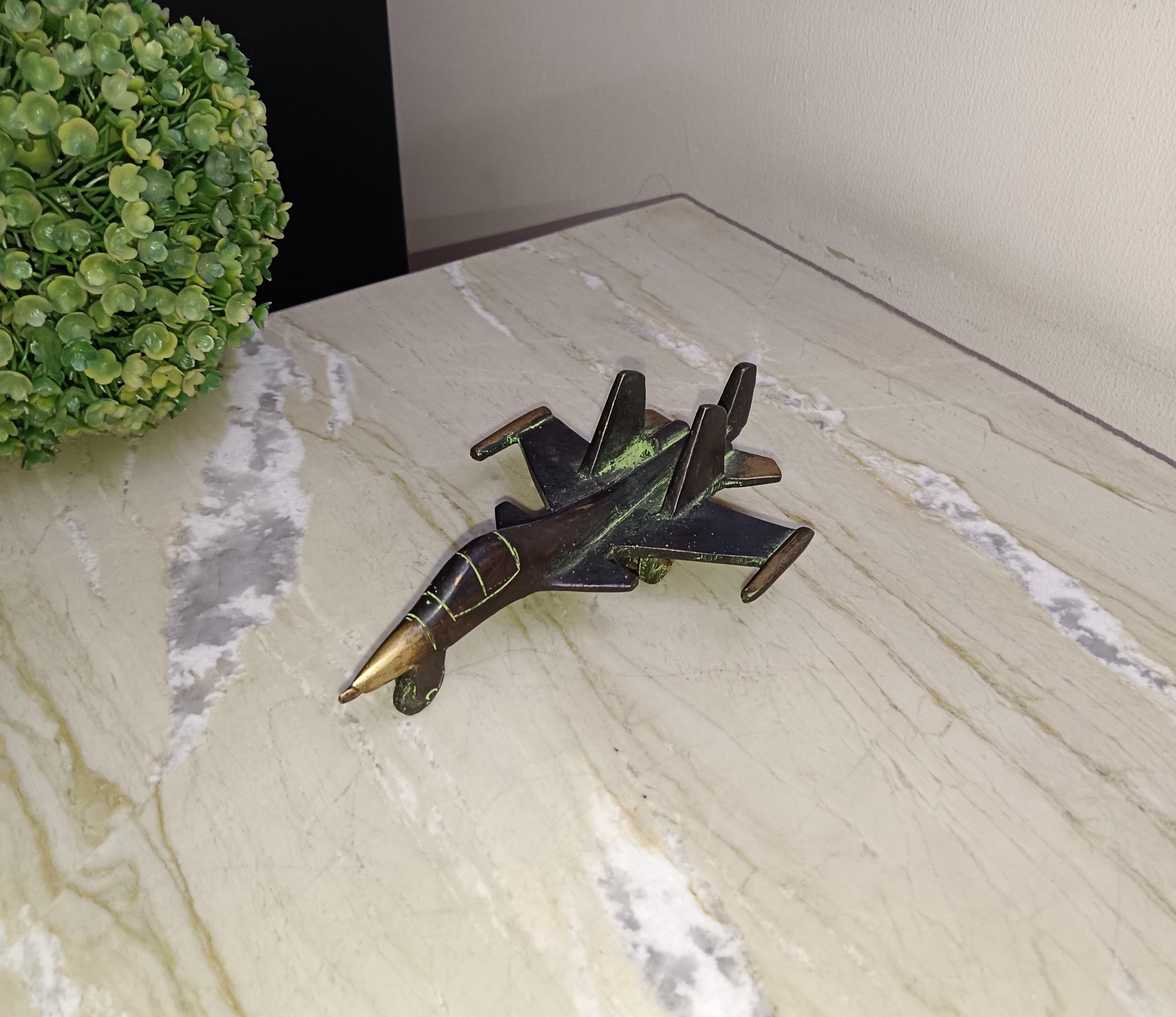 Brass Fighter Jet Statue | Military Plane Shaped Table Showpiece Statue ...