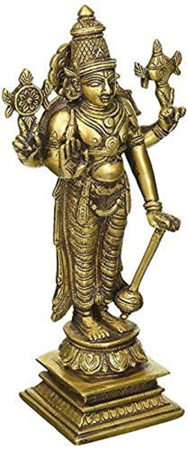 Satyanarayan Swamy Idol Brass Finish Goddess Murti Four Armed Vishnu ...