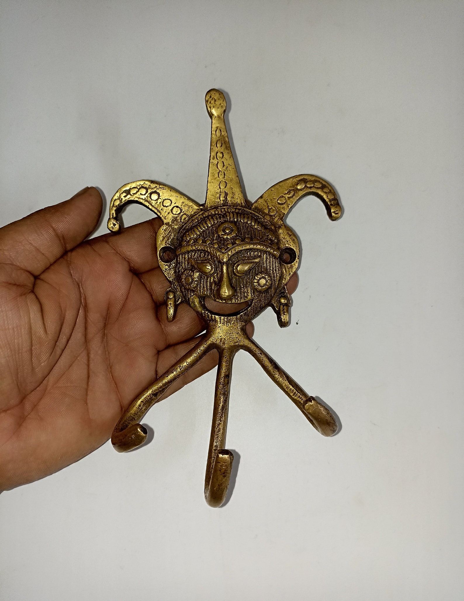 Bastar Happy Man Design Wall Hanging Hook | Brass Joker Face Wall ...