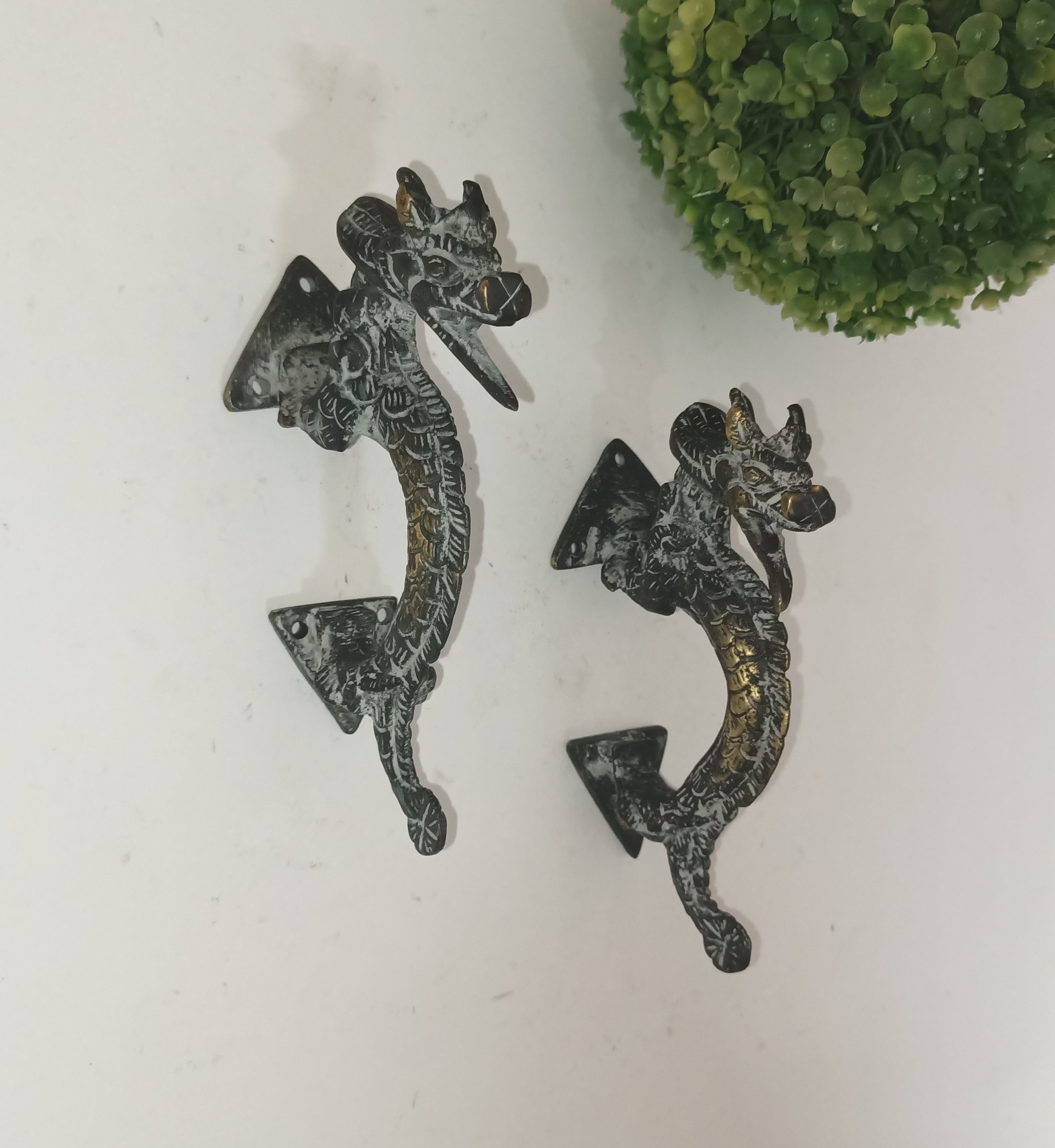 Fire Dragon Figure of Brass Dressing Cupboard Pull Mythical Creature ...