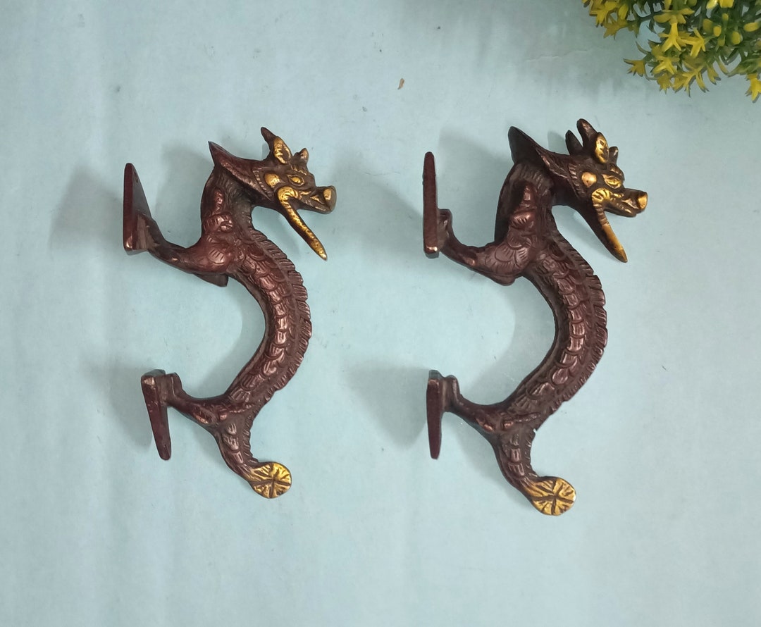 Mythical Dragon Creature Door Puller | Brass Chinese Dragon Cupboard ...