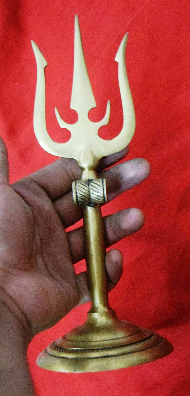 9.5 Inches Shiva Trishul Brass Mahadev Trident Temple - Etsy