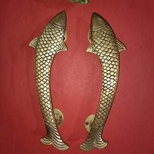 Marine Fish Theme Door Pull Set | Brass Tuna Fish Door Handle for ...