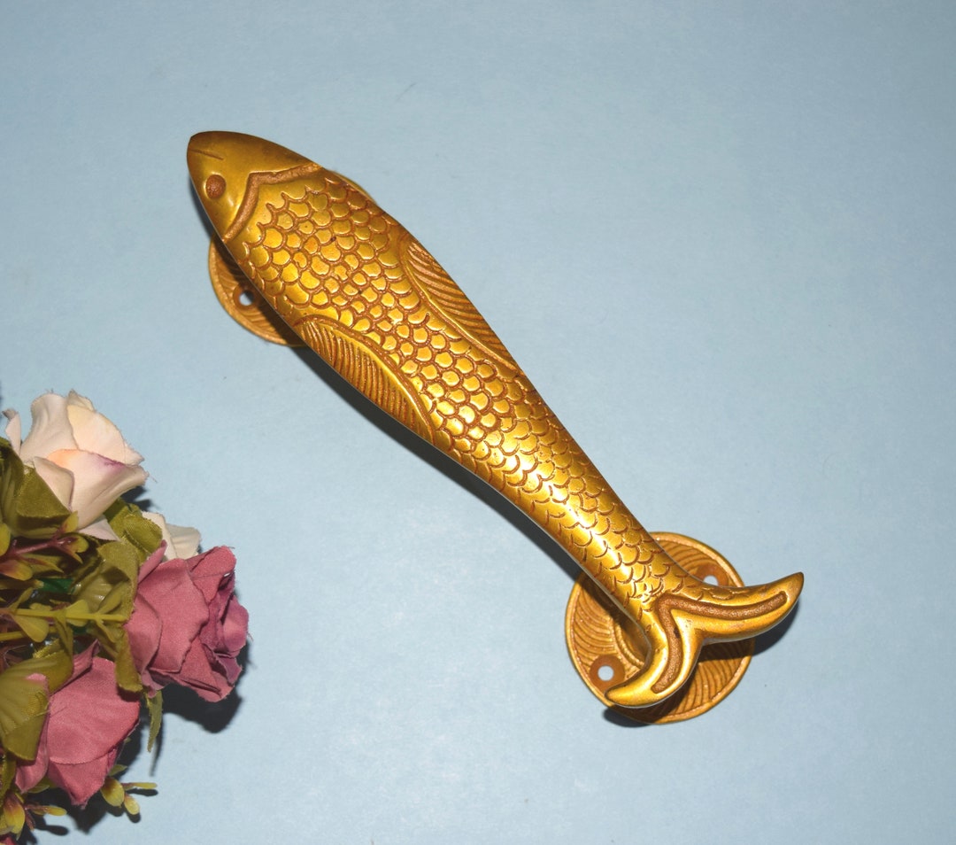 Surmullet Fish Design Cupboard Pull | Brass Trout Fish Shape Door ...