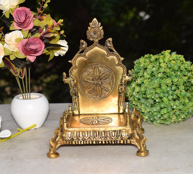 8'' Inches Brass Throne | Decorative Singhasan With Flower Design | God ...