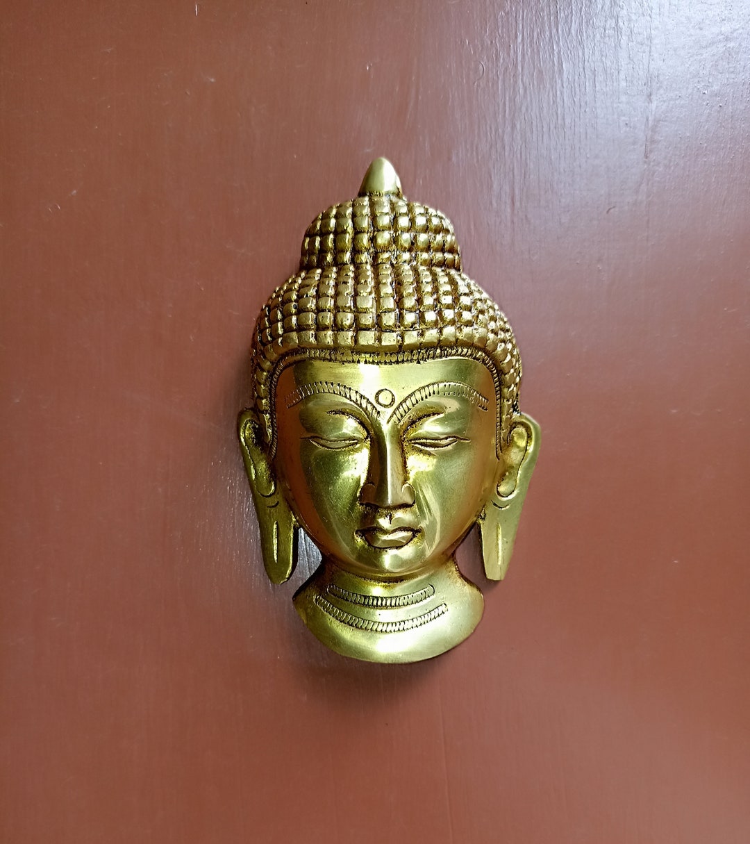 Brass Budai Deity Face Wall Sculpture | Brass Monk Face Wall Hanging ...