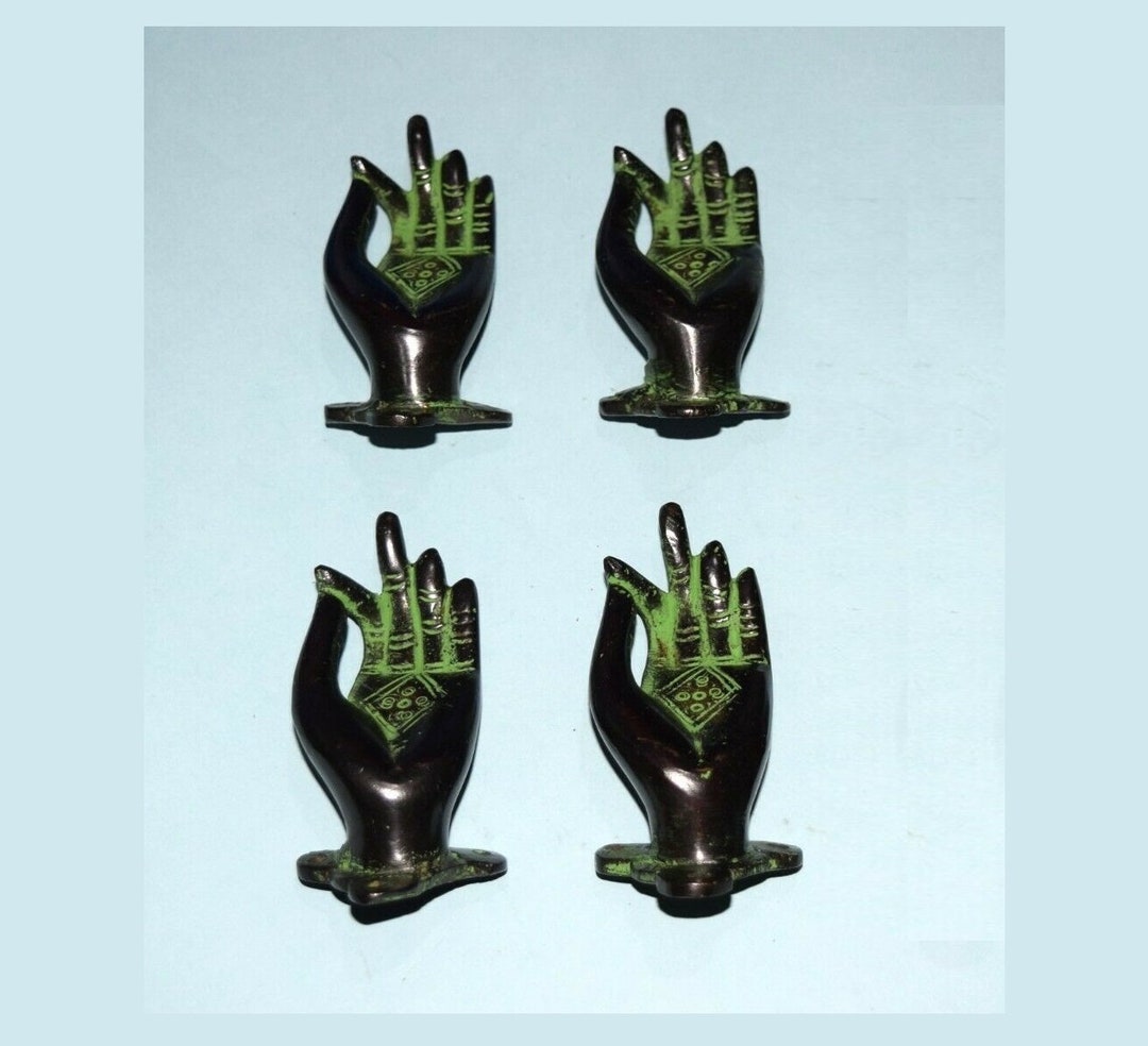 Set of 04 Pieces Hand Knobs | Brass Hand Drawer Pull Knobs | Lady Hand ...
