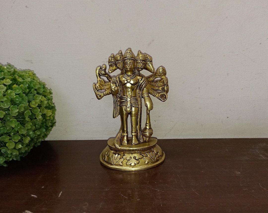 Brass Panchmukhi Balaji Statue | Multiple Arm Hanuman Murti Temple ...