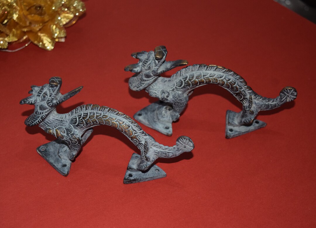 Fire Dragon Figure of Brass Dressing Cupboard Pull Mythical - Etsy