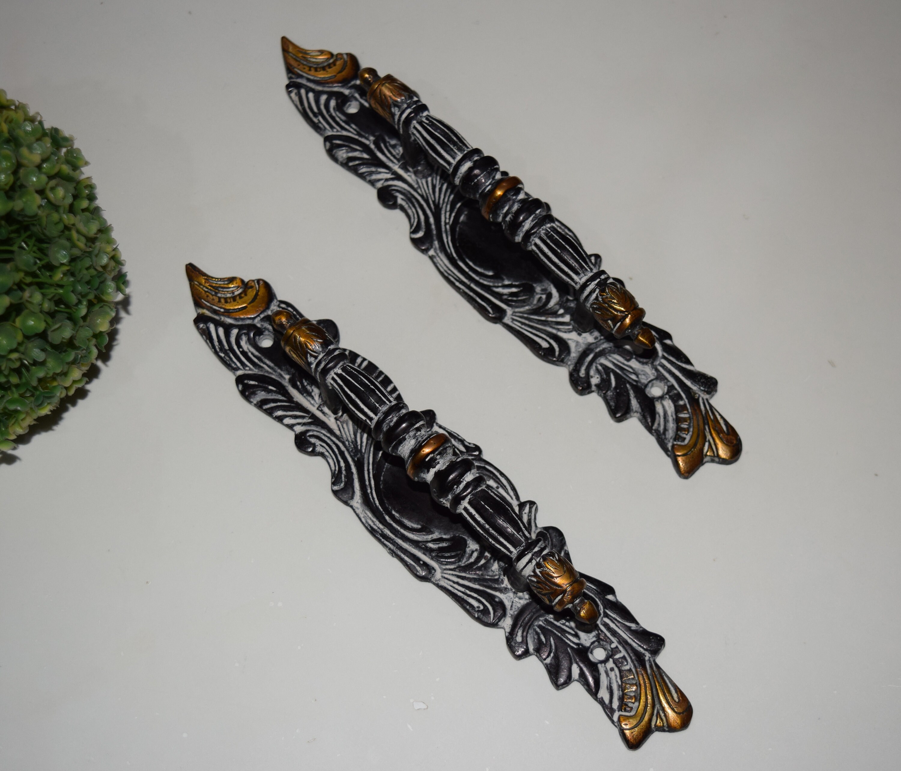 Attractive Brass Flower Door Handles Pair 10'' Inch - Etsy UK