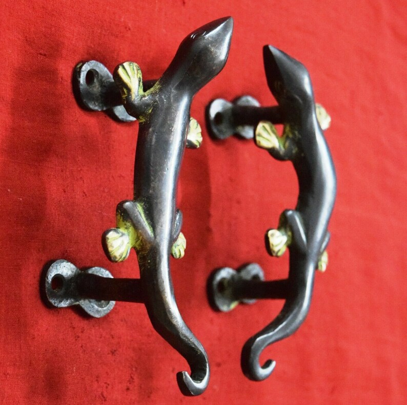 Lizard Shape Brass Handle Monitor Alligator Door Handle - Etsy