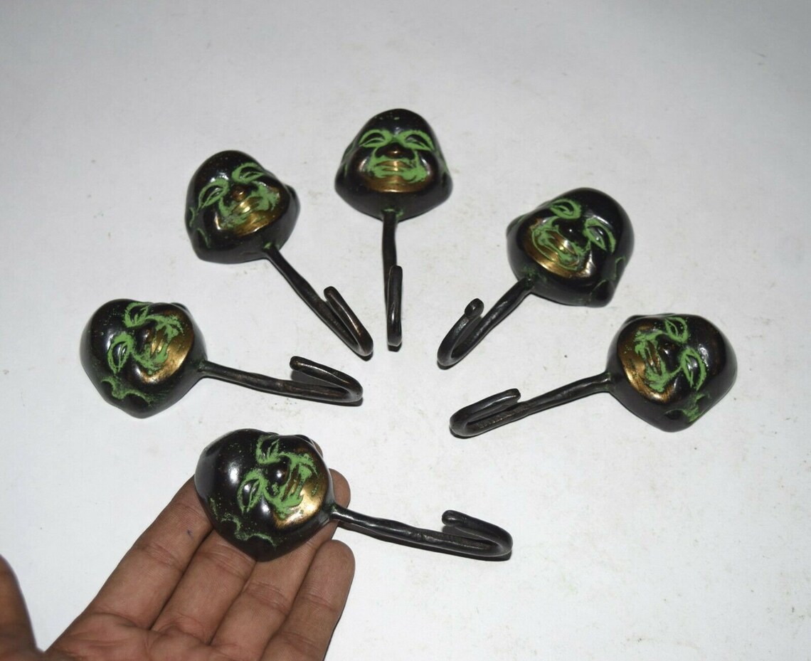 Smiley Face Hook Set of 06 Wall Hooks Brass Laughing Buddha - Etsy