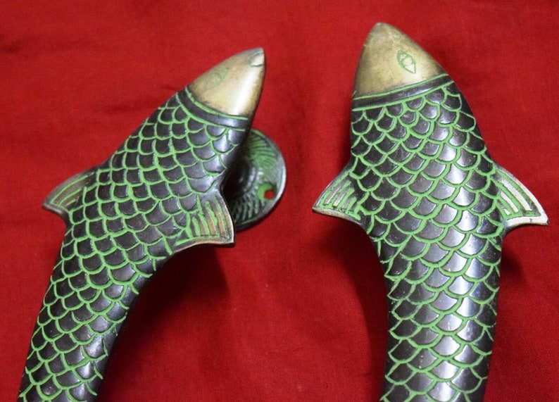 Nautical Brass Fish Door Handle Fish Shape Unique Design | Etsy