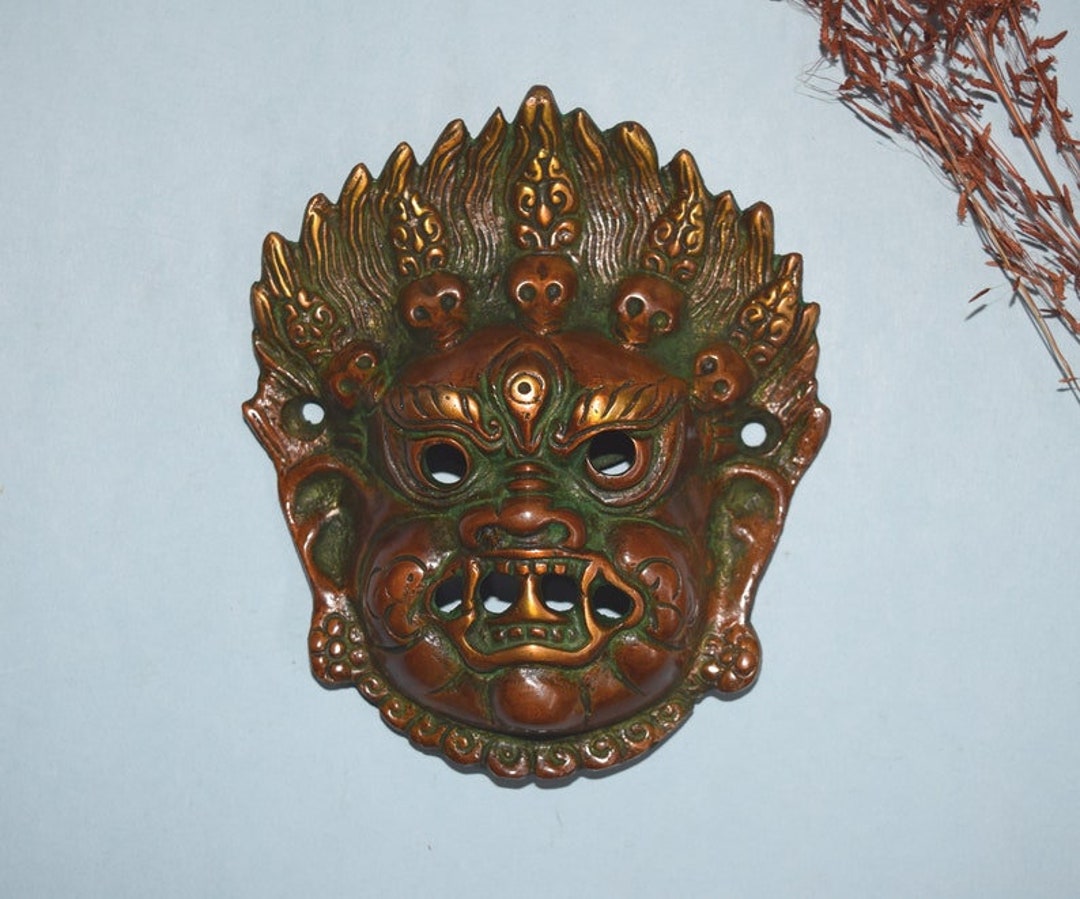 Brass Devil Face Wall Mount Hanger | Feng Shui Mask Wall Hanging Décor ...