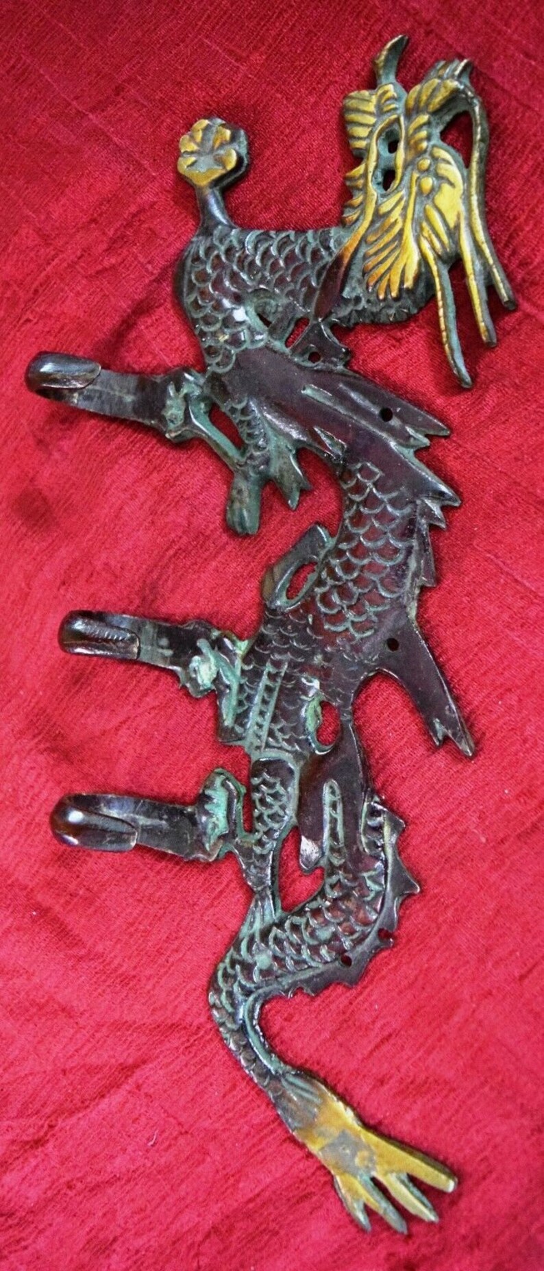 Red Dragon Shape Vintage Style Hanger Brass Fire Monster - Etsy