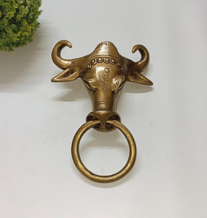Angry Buffalo Patio Wall Hanging Showpiece Brass Ox Bull Head Wall Mount Decor Bedroom Wall Art ...