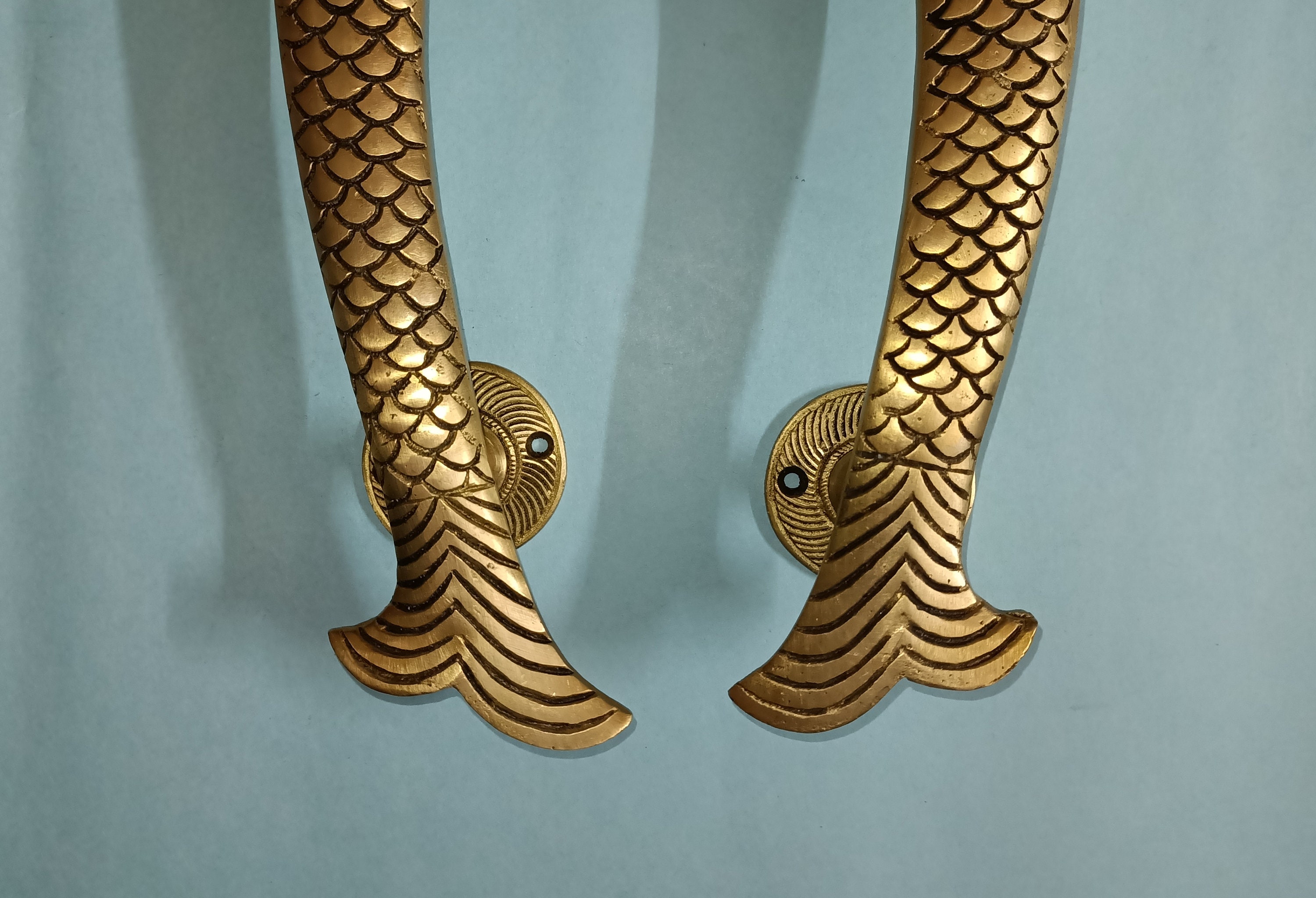 Marine Fish Theme Door Pull Set | Brass Tuna Fish Door Handle for ...