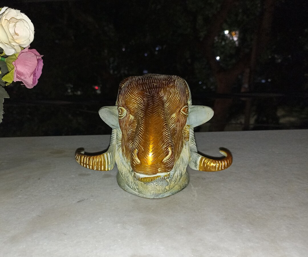 Brass Unique Goat Head Sculpture for Wall and Table Showpiece | 2.5 Kg ...