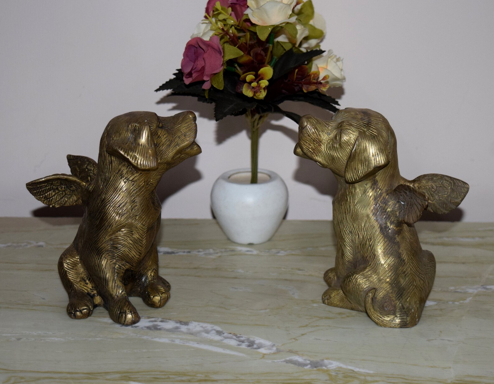 Poppet Angel Dog Statue Loving Buddies Dog Set Flying - Etsy