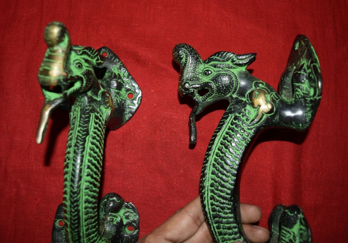 Flying Dragon Door Handle Pair | Brass Metal Drawer Pull | Draco Shape ...