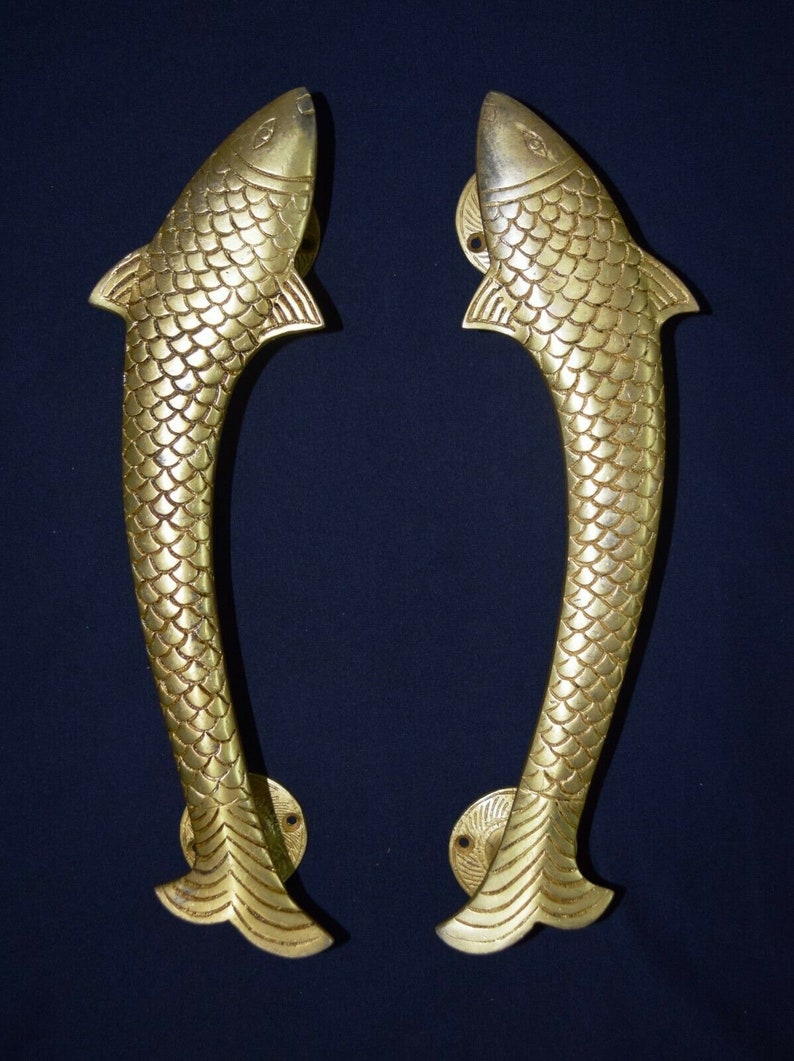 Pair Fish Door Handle Brass Handmade Door Accessories - Etsy