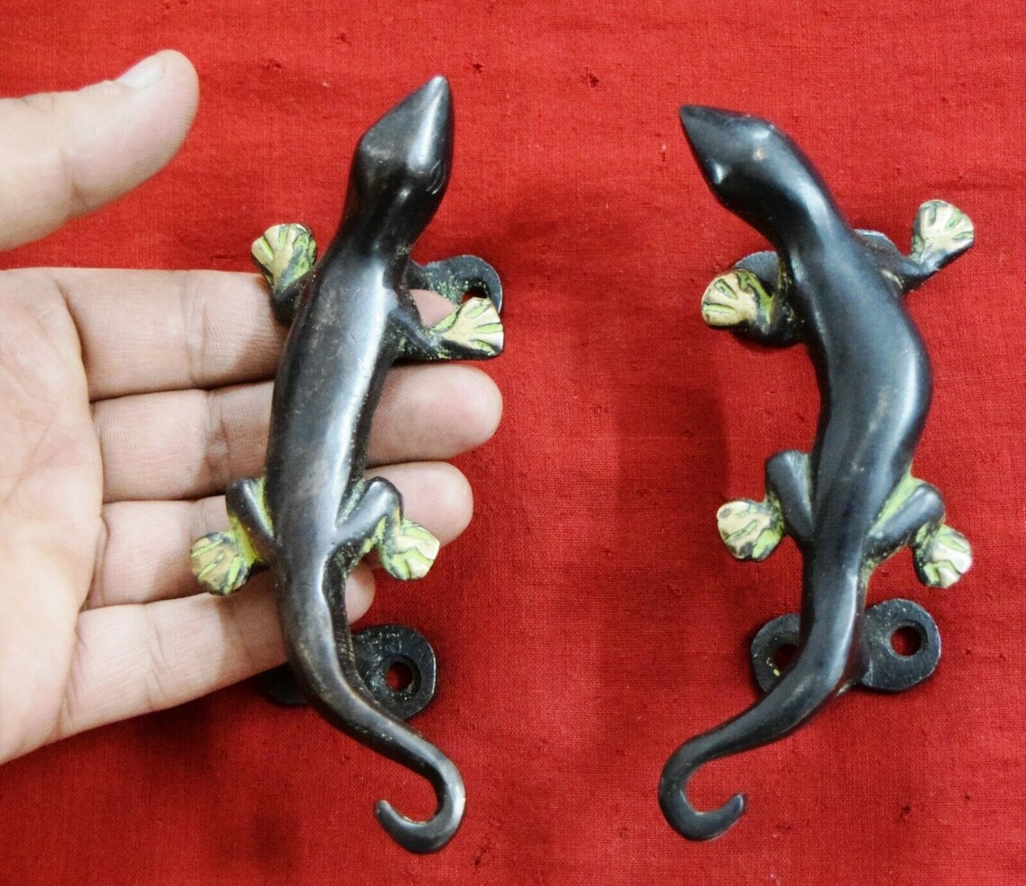 Lizard Shape Brass Handle Monitor Alligator Door Handle - Etsy