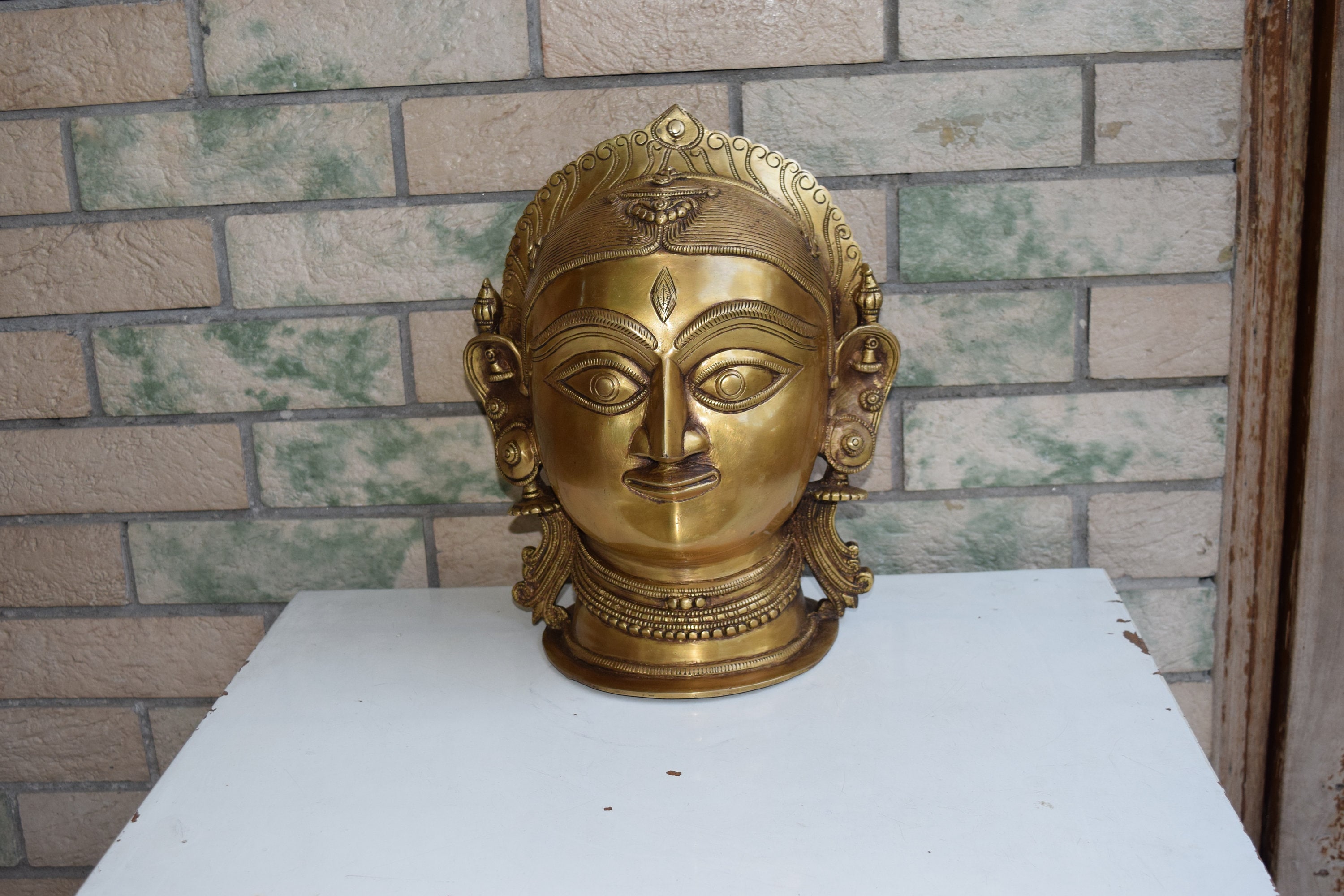 Buy Brass Gauri Head | Indian Goddess Gauri Paravati Head | 12" Inches ...